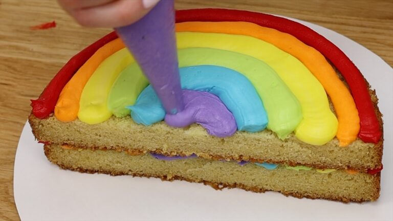 How to Make a Rainbow Cake - British Girl Bakes