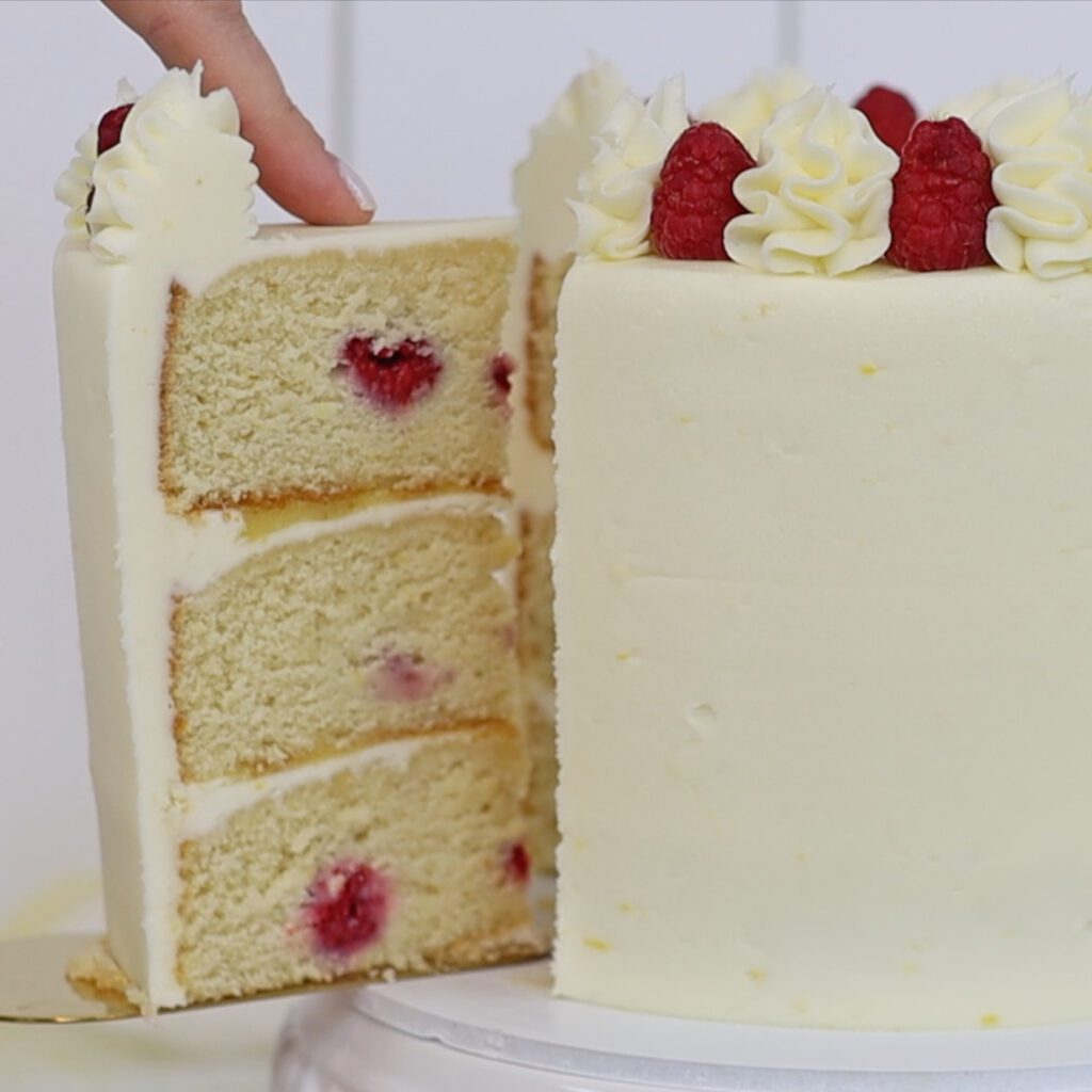 Lemon and Raspberry Cake - British Girl Bakes