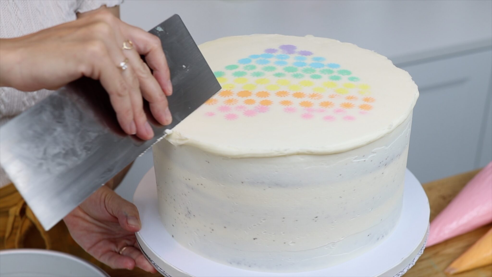 Rainbow Striped Cake with Heart - British Girl Bakes
