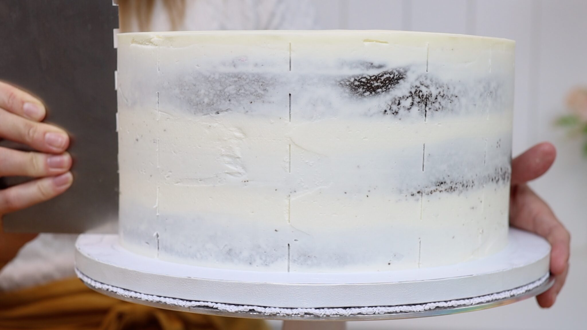 Rainbow Striped Cake with Heart - British Girl Bakes