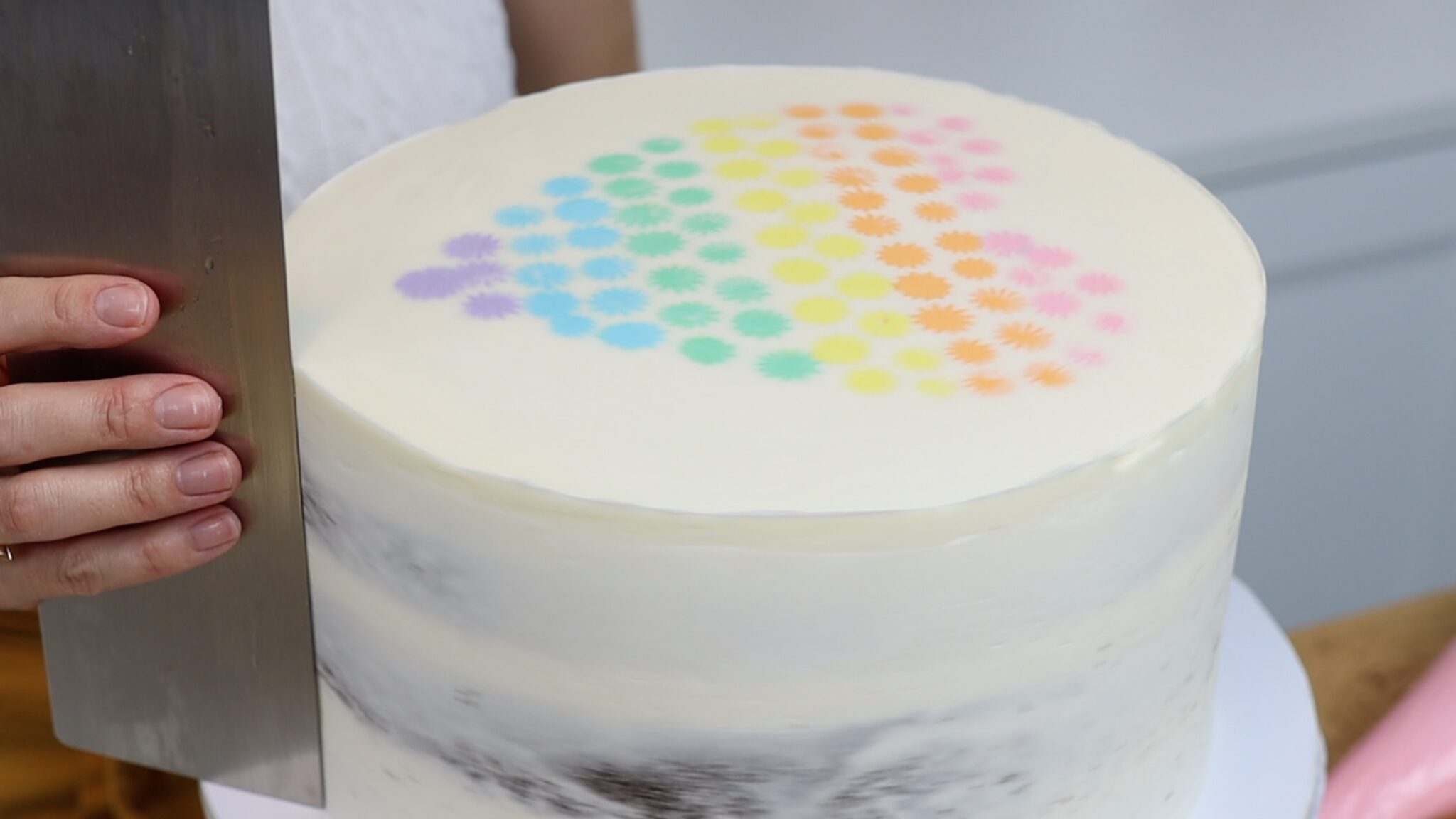 Rainbow Striped Cake with Heart - British Girl Bakes