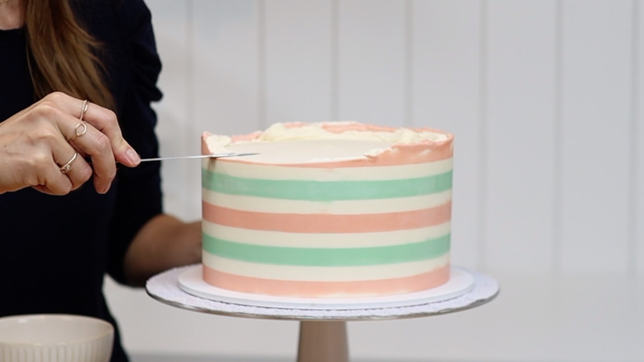 Striped Christmas Cake - British Girl Bakes