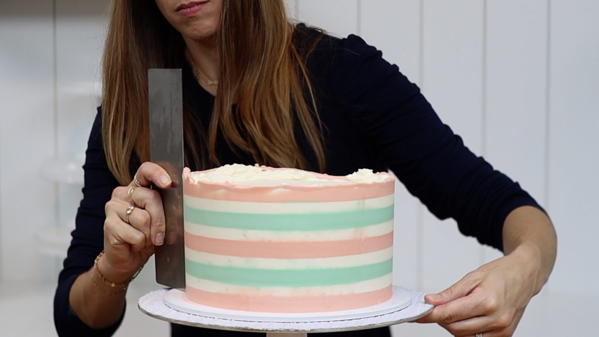 Striped Christmas Cake - British Girl Bakes