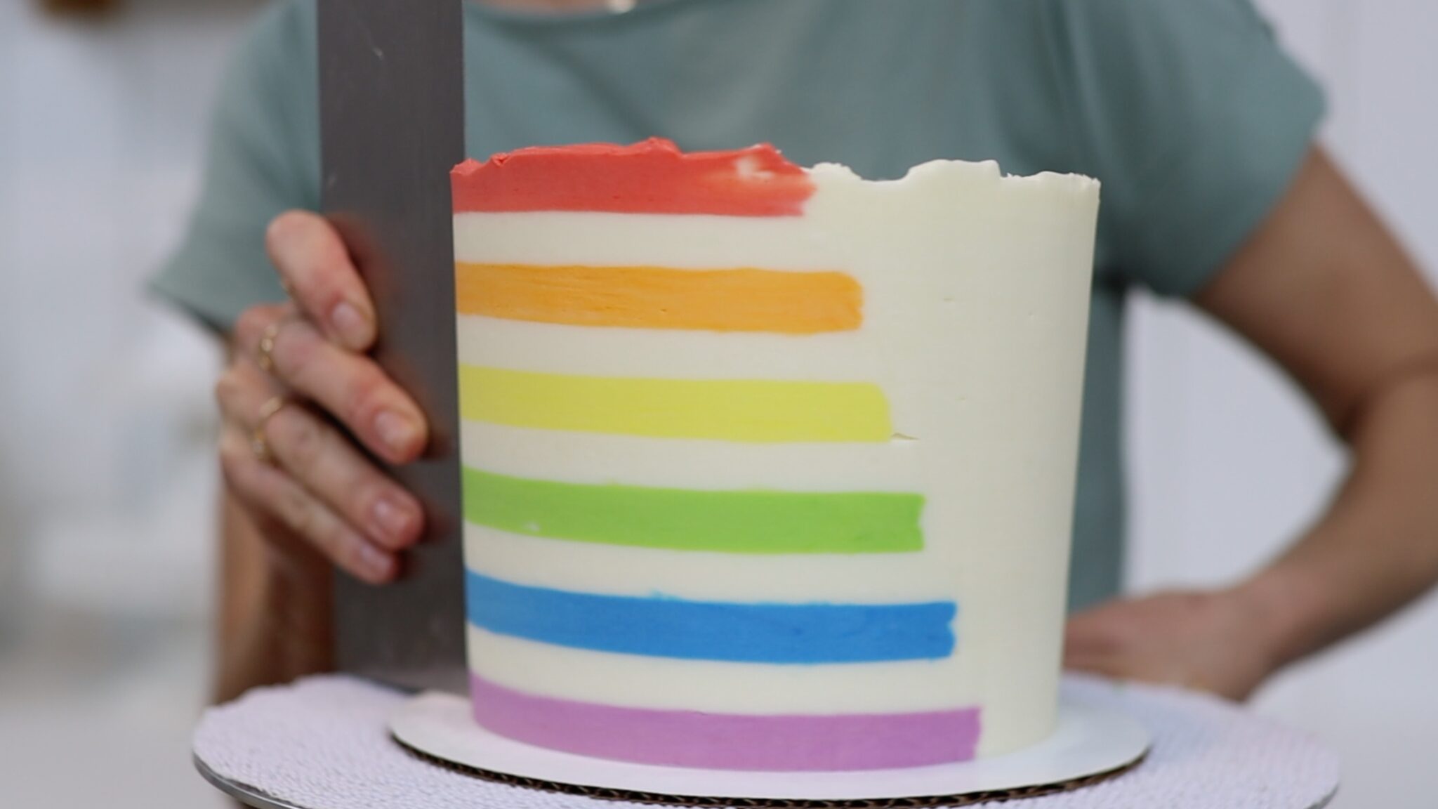 Rainbow Half Stripe Cake - British Girl Bakes