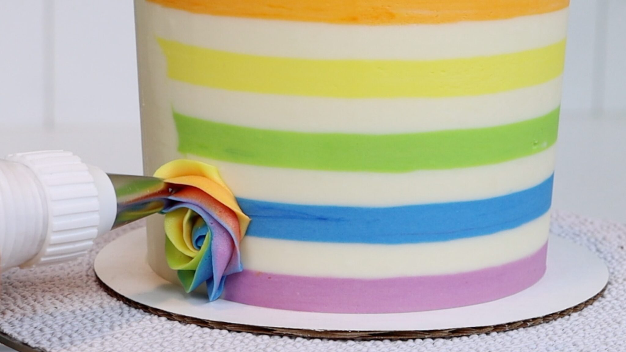 Rainbow Half Stripe Cake - British Girl Bakes