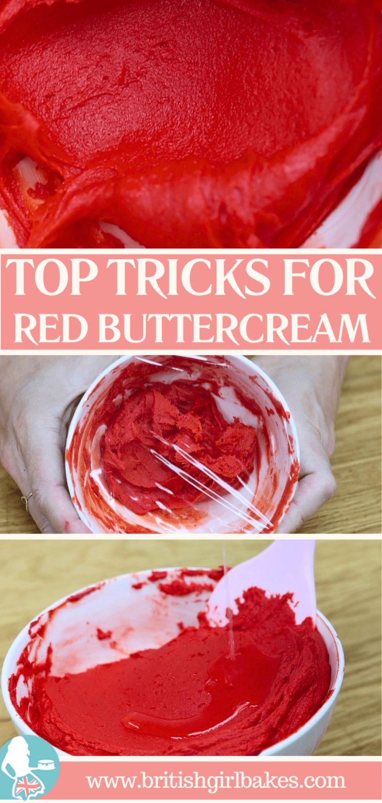 How to Make RED Buttercream - British Girl Bakes