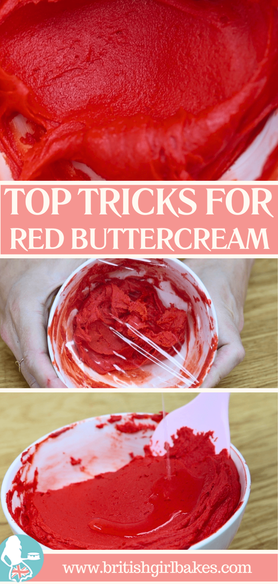How to Make RED Buttercream - British Girl Bakes