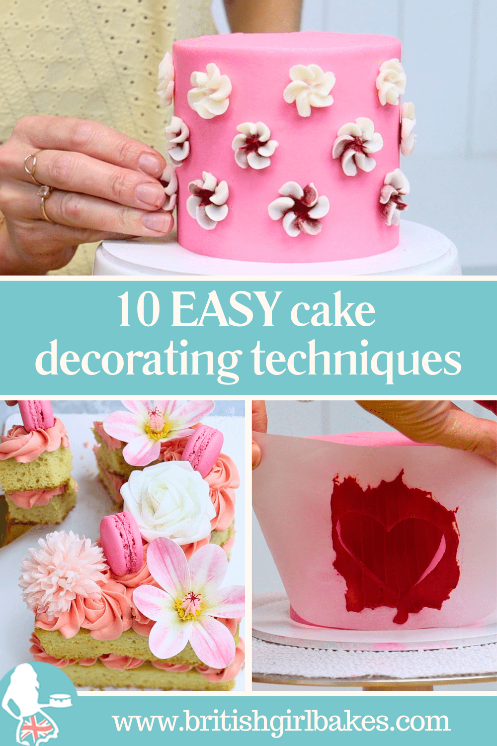 10 EASY Cake Decorating Techniques - British Girl Bakes