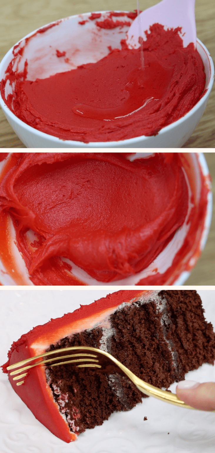 How to Make RED Buttercream - British Girl Bakes
