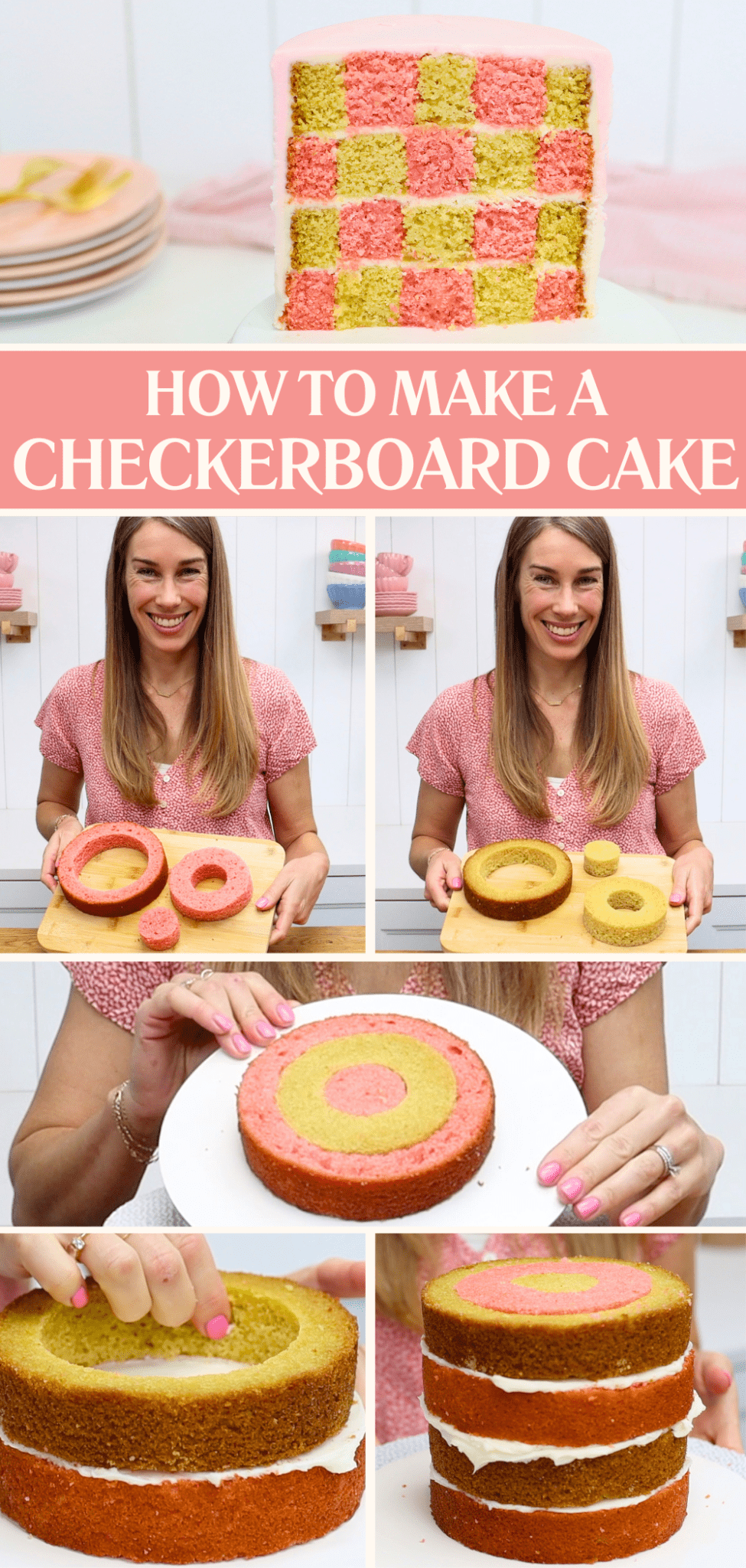 How to Make a Checkerboard Cake - British Girl Bakes